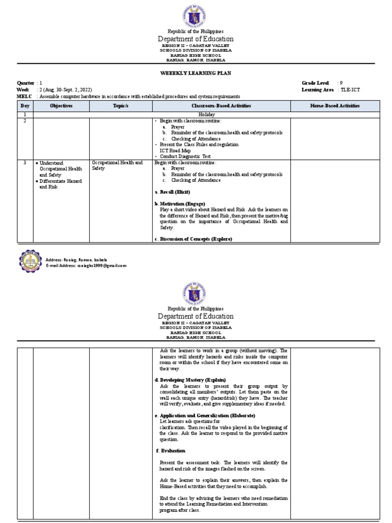 Wlp Q1w2 Sample 1 Download Free Pdf Occupational Safety And Health