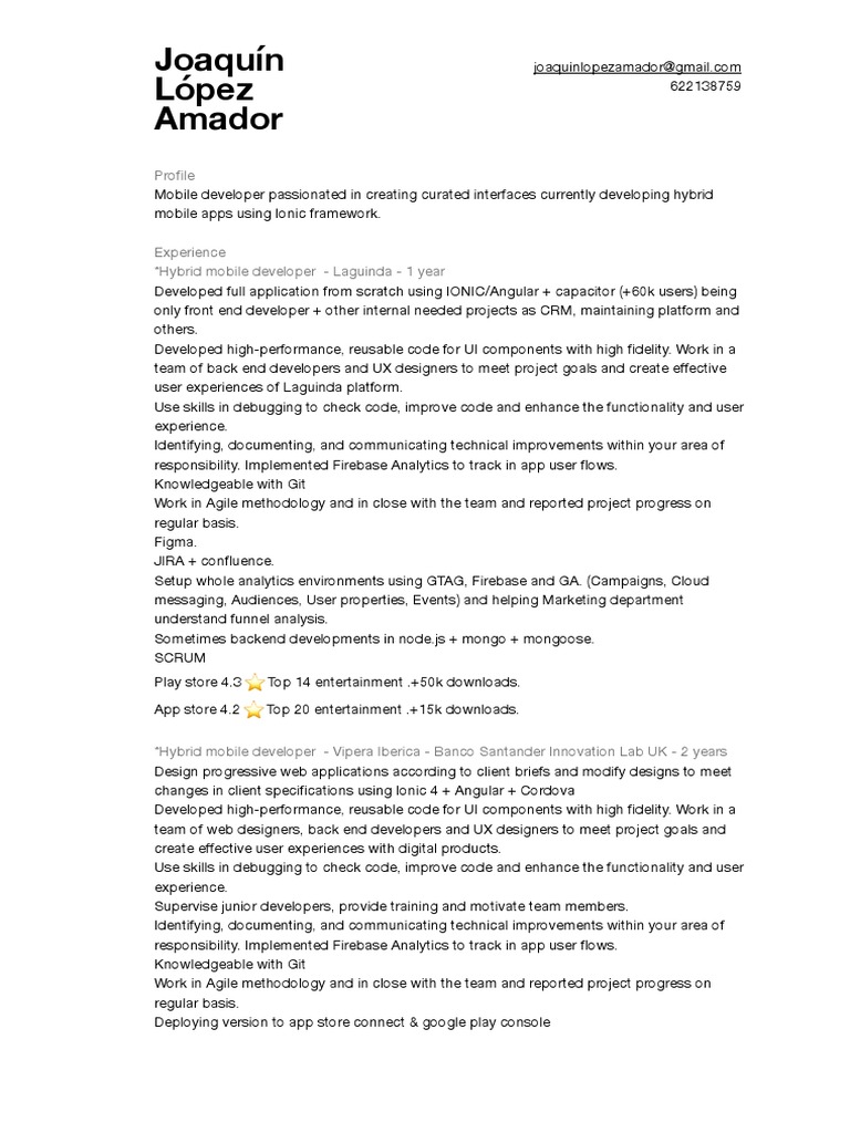 Joaquin Lopez Amador | PDF | Web Application | Mobile App