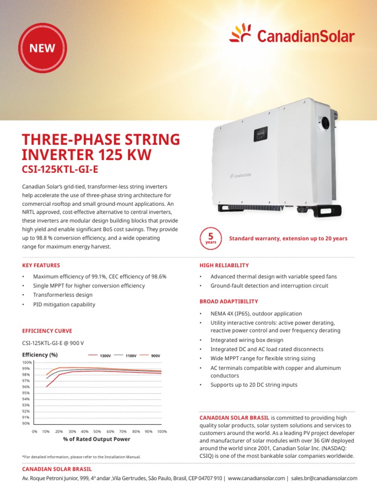 CS-Datasheet-125K-TL-GI-E DT v1.7 J8 SAM EN | PDF | Power Inverter | Alternating Current