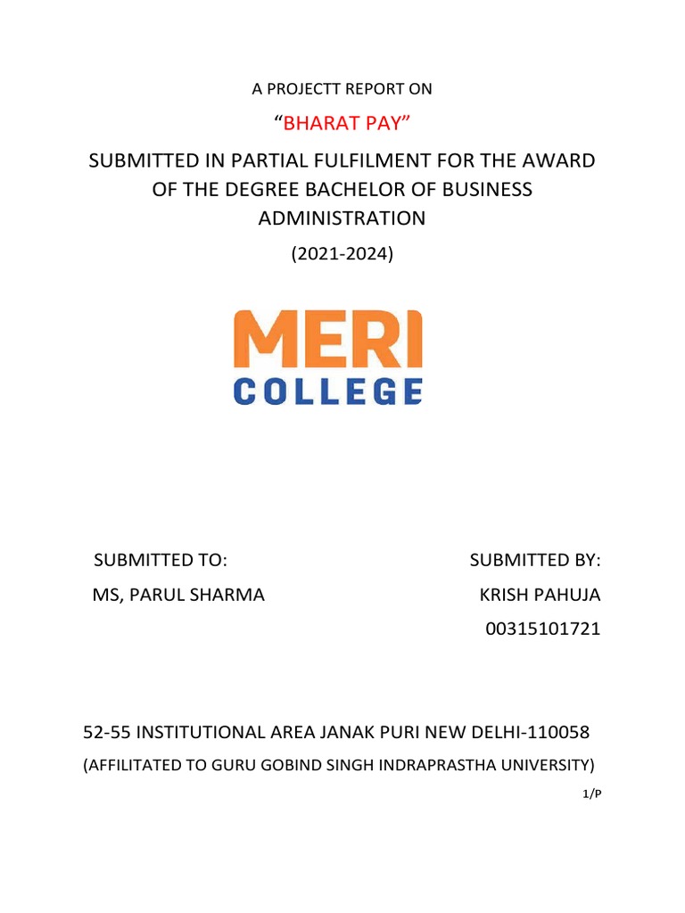 MINOR PROJECT Bharat Pe | PDF | Payments | Financial Technology