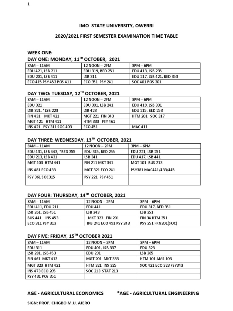 First Timetable 2 | PDF