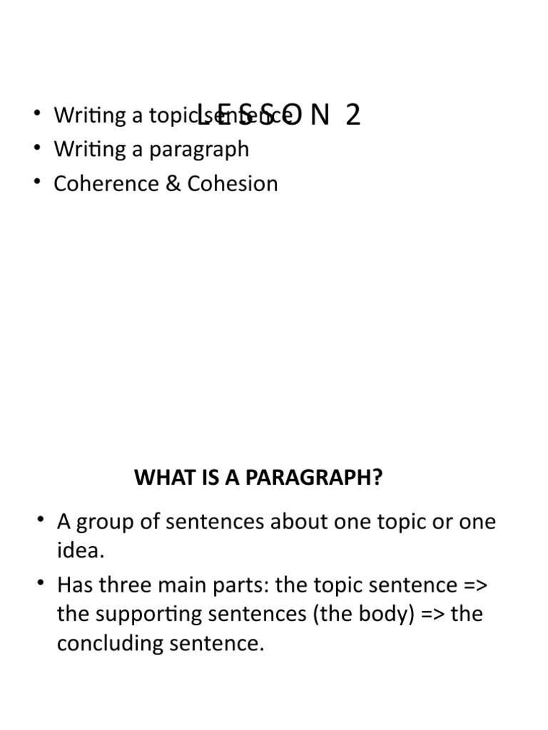 LESSON 2 - Writing A Paragraph | PDF