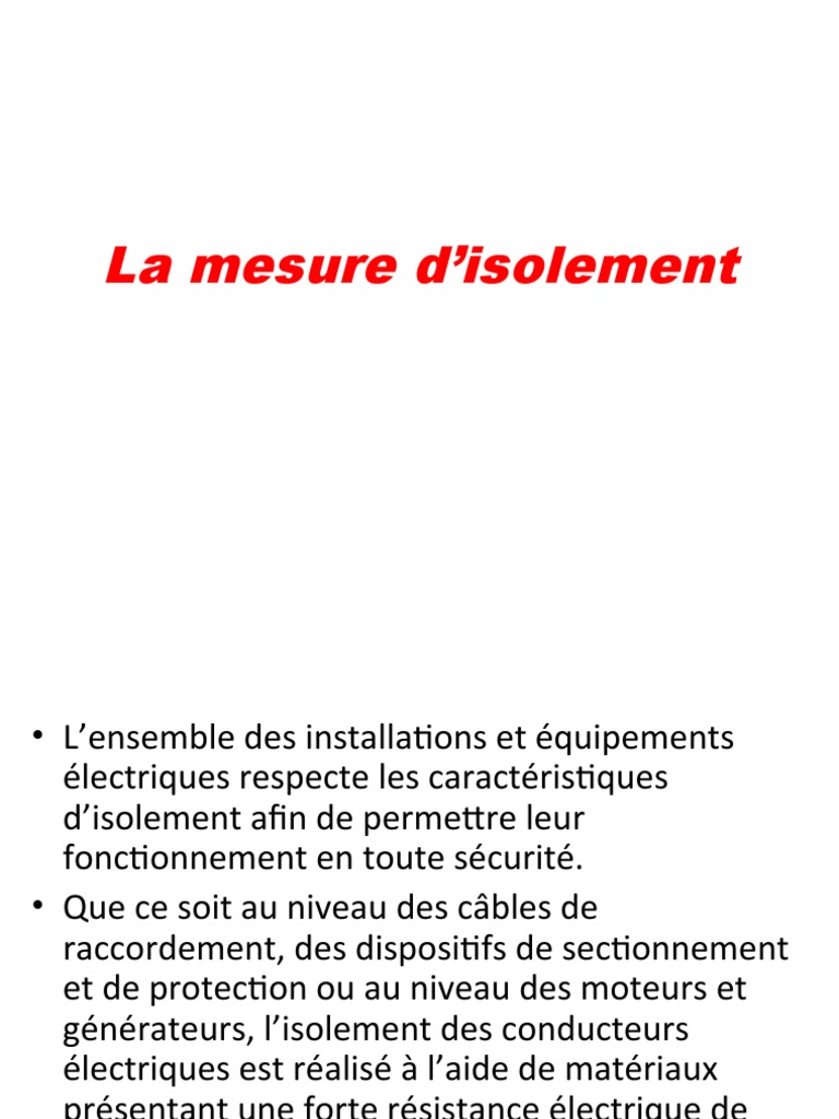 La Mesure D'isolement | PDF | Courant électrique | Diélectrique