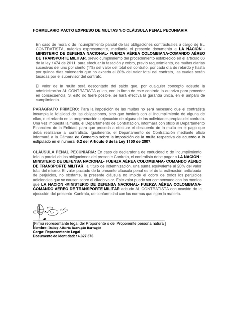 25 Formulario Pacto Expreso de Multas y Penal | PDF | Multa (pena) | Justicia