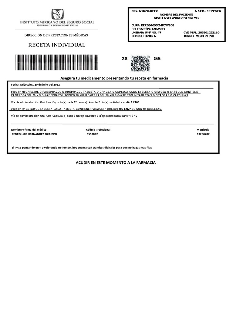 Copia de receta-IMSS Editable | PDF