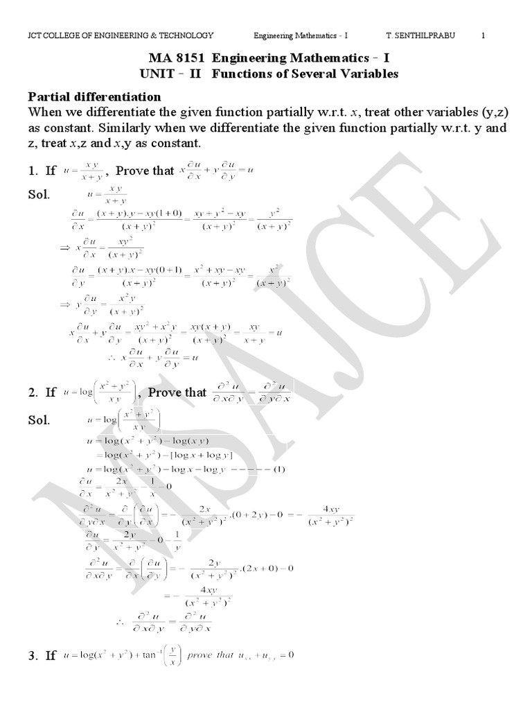 Share Unit 2 - Functions of Several Variables | Download Free PDF | Maxima And Minima ...