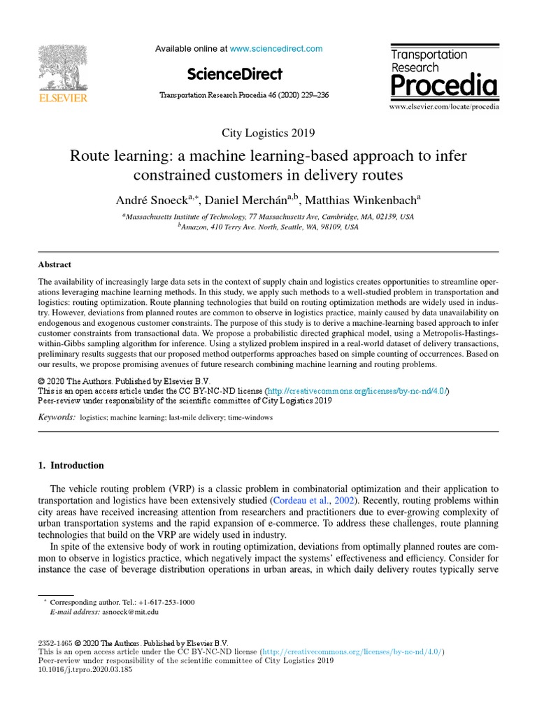 Route Learning A Machine Learning-Based Approach T | PDF | Machine Learning | Sensitivity Analysis