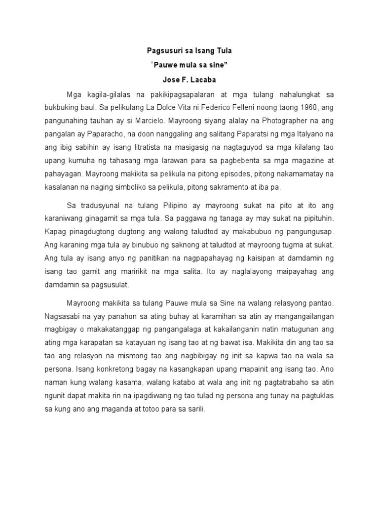 Pagsusuri Sa Isang Tula | PDF