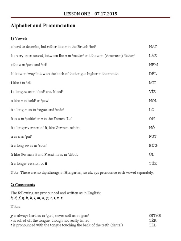 Hungarian Alphabet and Pronunciation | PDF | Stress (Linguistics ...