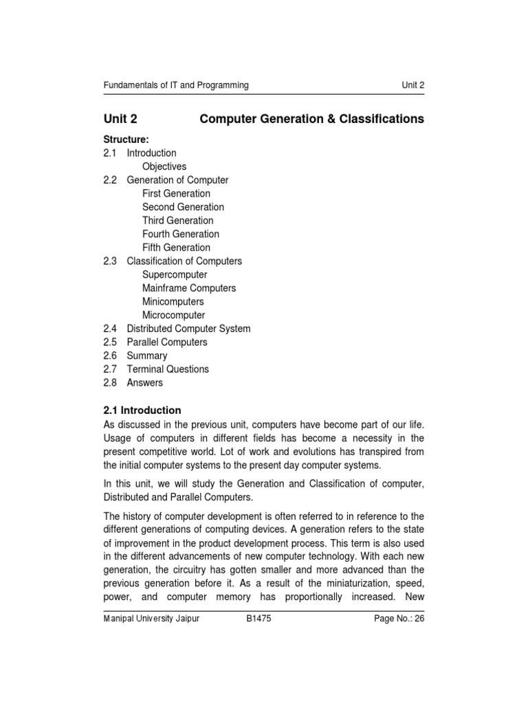 Unit 02 - Computer Generation and Classification | PDF | Central Processing Unit | Personal ...