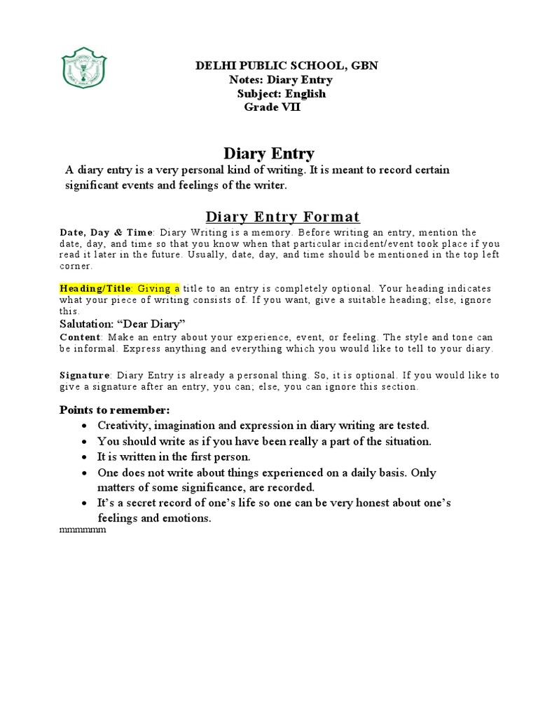 Diary Entry Notes - 2021-22 | Download Free PDF | Feeling | Visual ...