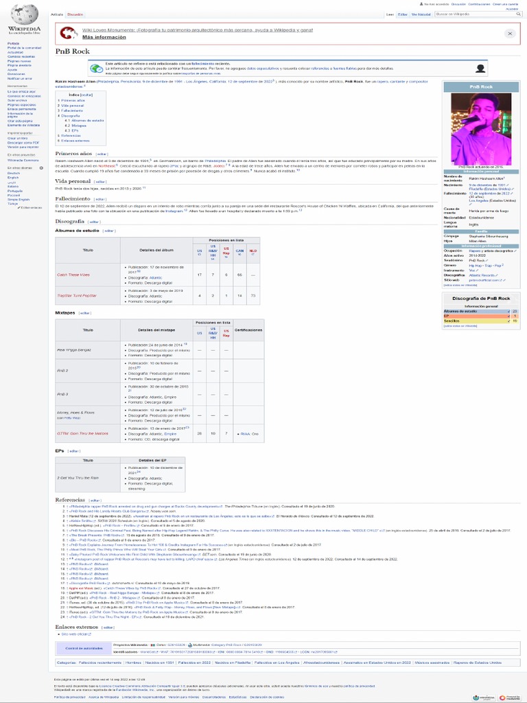 PNB Rock Wikipedia La Enciclopedia Libre | PDF