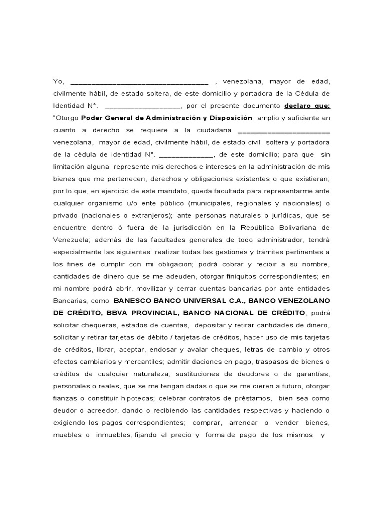 Poder General | PDF | Bancos | Pagos