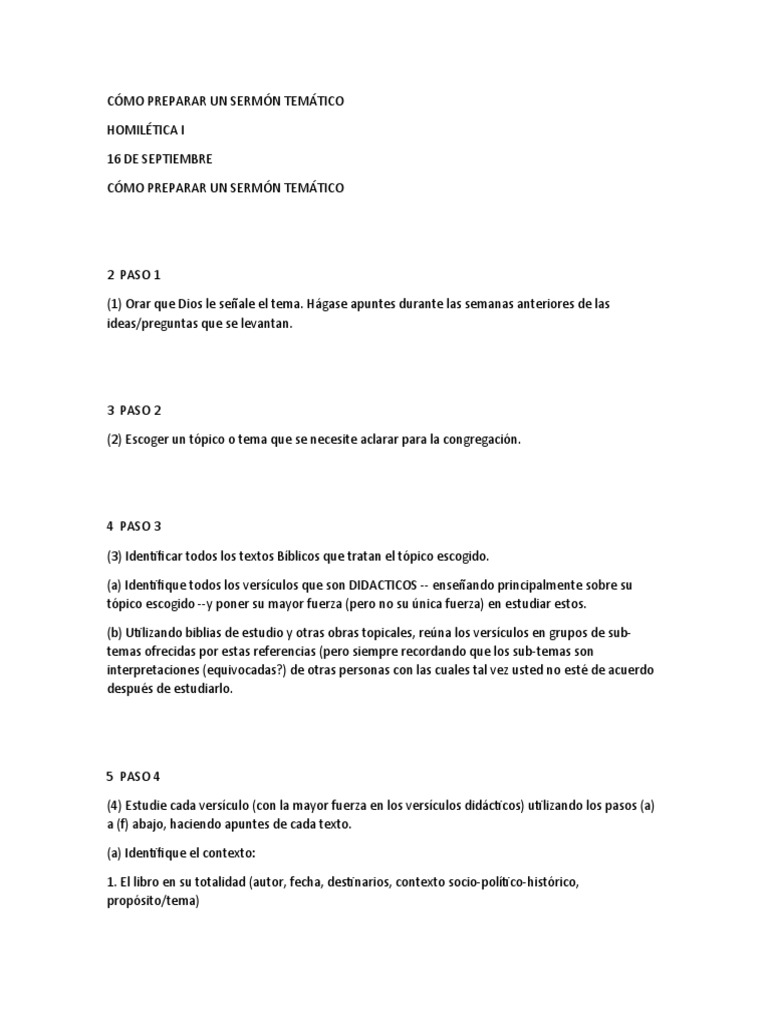 Cómo Preparar Un Sermón Temático | PDF | Biblia | Sermón