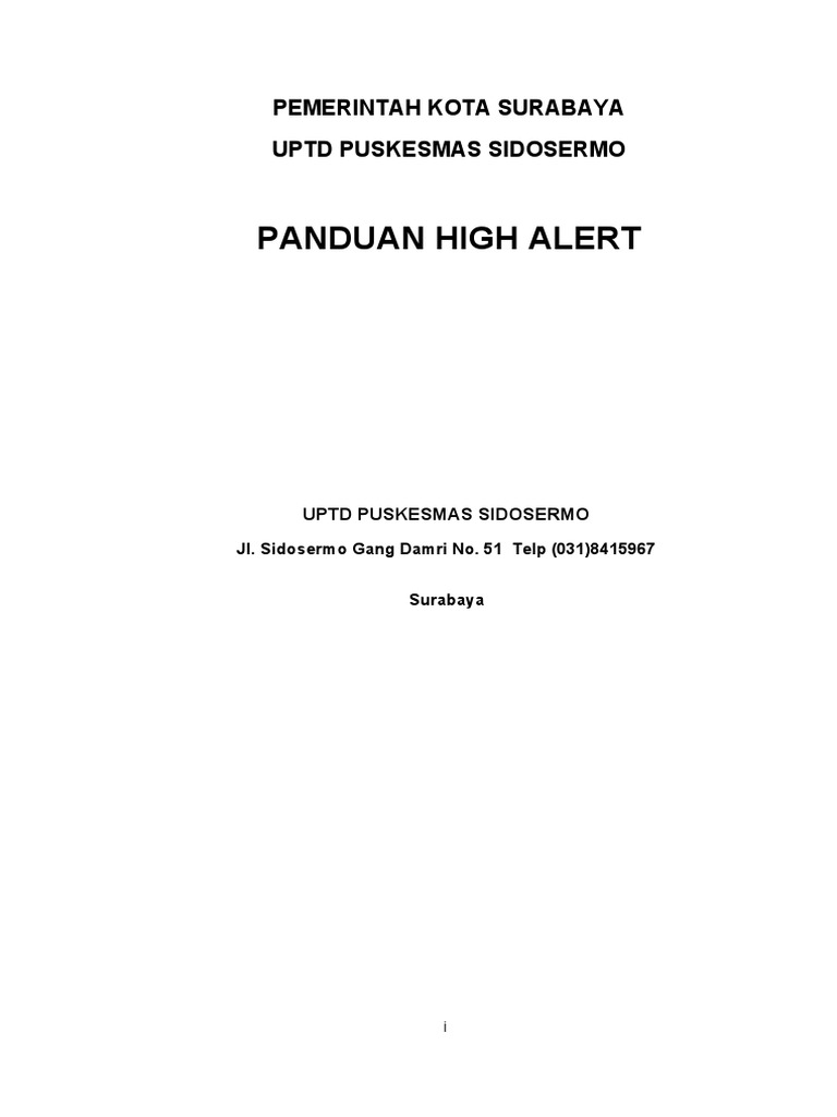 Panduan High Alert | PDF