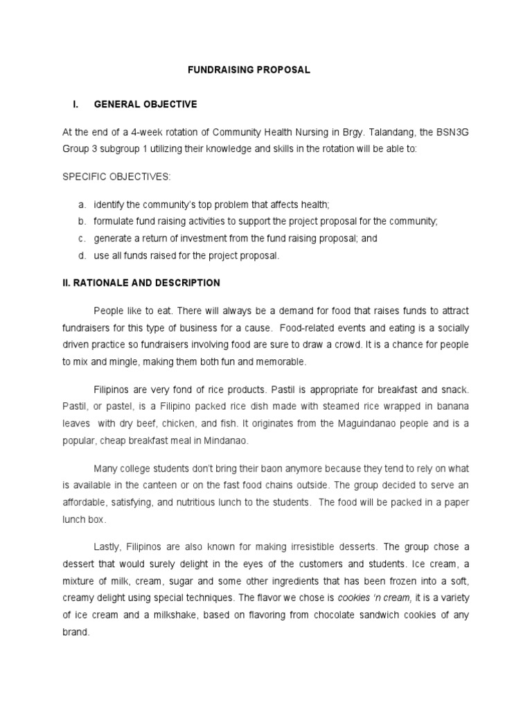 Final Fund Raising Proposal | PDF | Ice Cream | Lunch