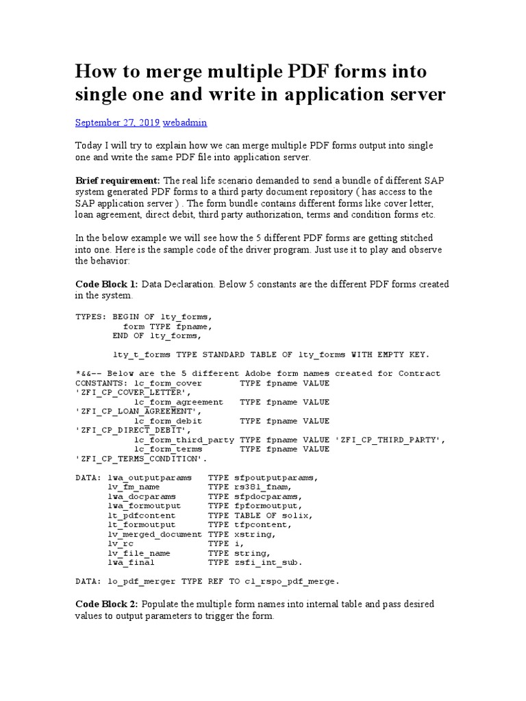 How To Merge Multiple PDF Forms Into Single One and Write in Application Serve1 | PDF ...