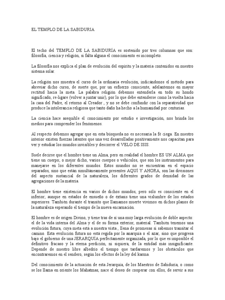 El Templo de La Sabiduria | PDF | Alma | Evolución