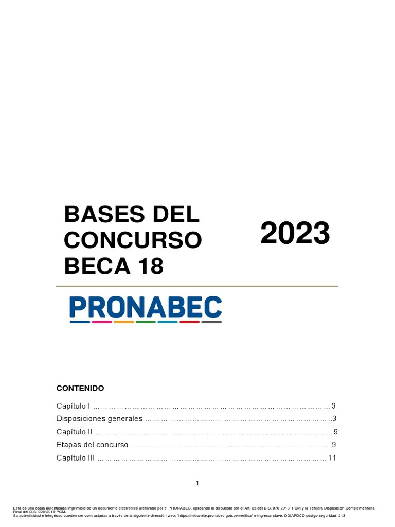 Bases Del Concurso Beca 18-2023 | PDF | Educación más alta | Plan de ...