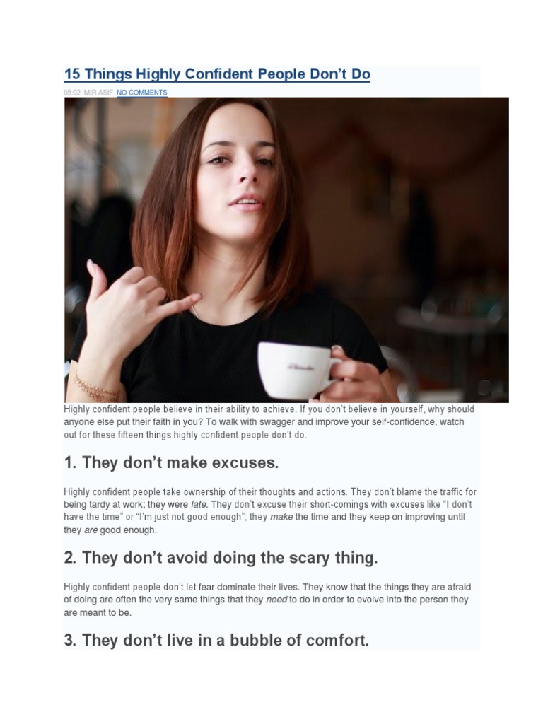 15 Things Highly Confident People Do | Download Free PDF | Truth | Psychological Concepts