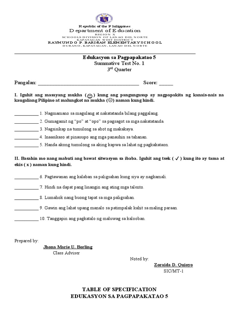 Q3 Summative Test No.1 Module 1-2 | PDF