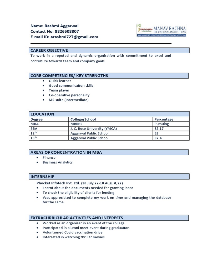 Suggested Resume Format | PDF