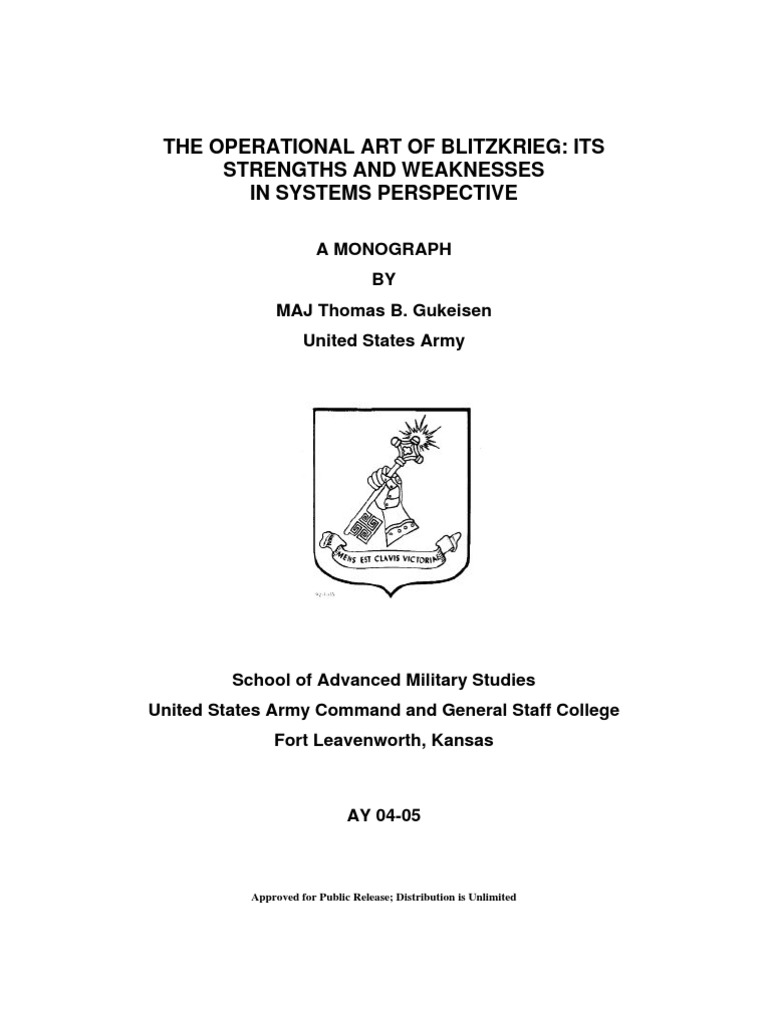 The Operational Art of Blitzkrieg Its Strengths and Weaknesses in ...