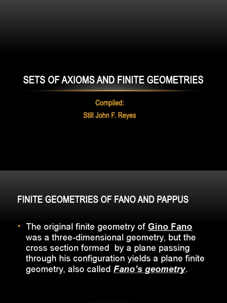 Sets of Axioms and Finite Geometries | PDF | Line (Geometry) | Euclidean Geometry