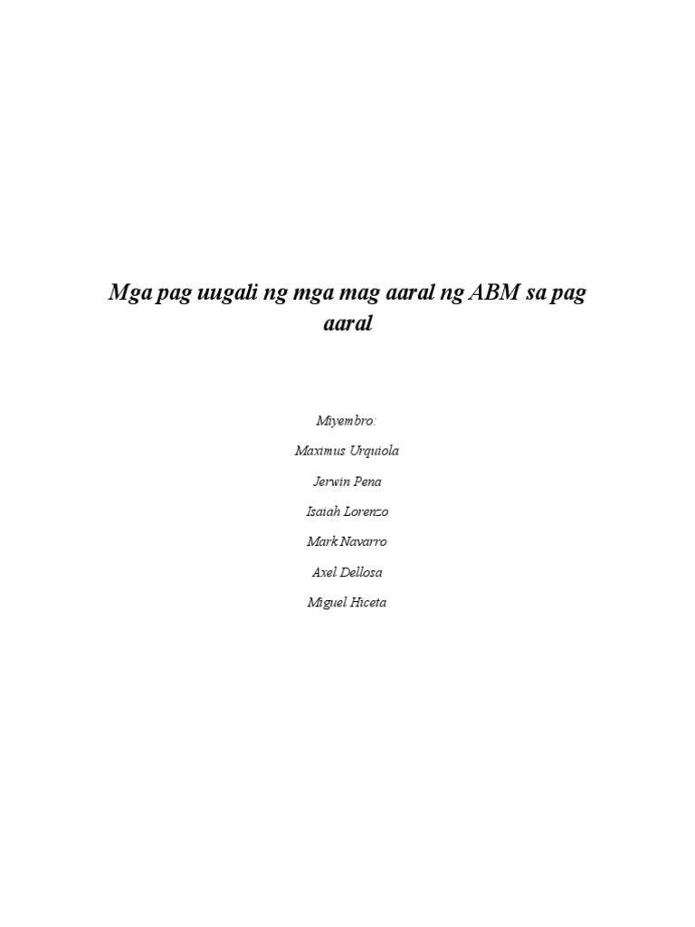 Mga Pag Uugali NG Mga Estudyante NG ABM Sa Pag Aaral | PDF