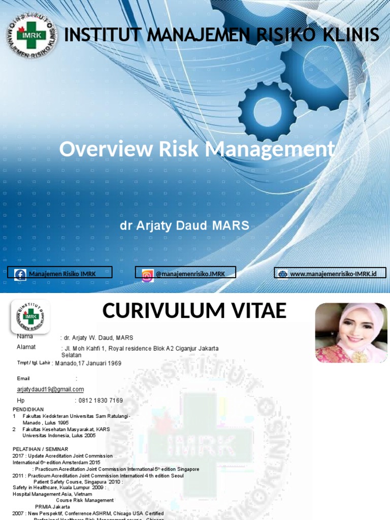 Overview Manajemen Risiko RS-dikonversi Pertemuan Manrisk | PDF | Public Services | Safety