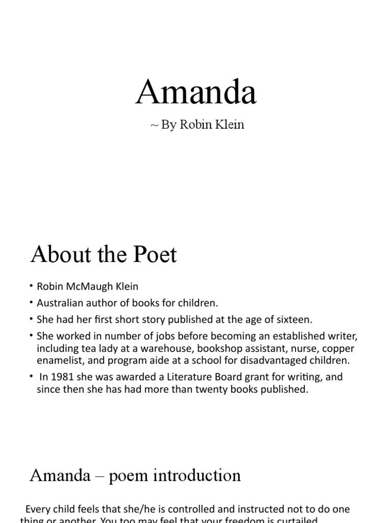 Amanda: by Robin Klein | PDF