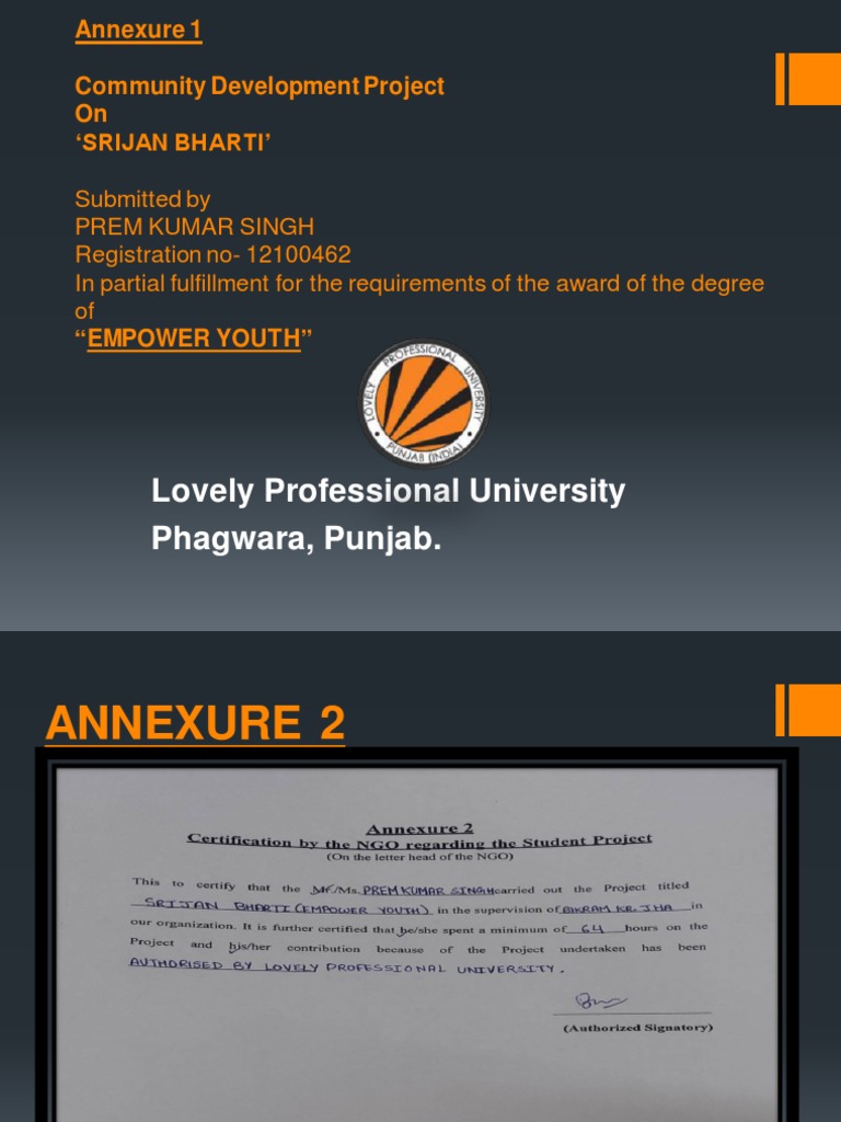 Lovely Professional University Phagwara, Punjab.: Annexure 1 Community ...