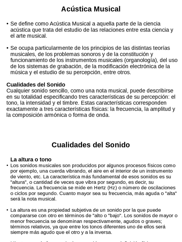 Acústica Musical y Frecuencias Sonoras | PDF | Sonido | Escala (música)