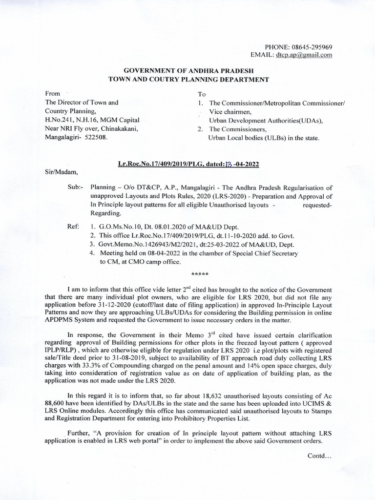 LRS 2020-Preparation and Approval of Inprinciple Layout Patterns For ...