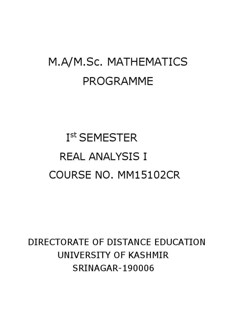 MSC Mathematics Syllabus | PDF | Series (Mathematics) | Integral
