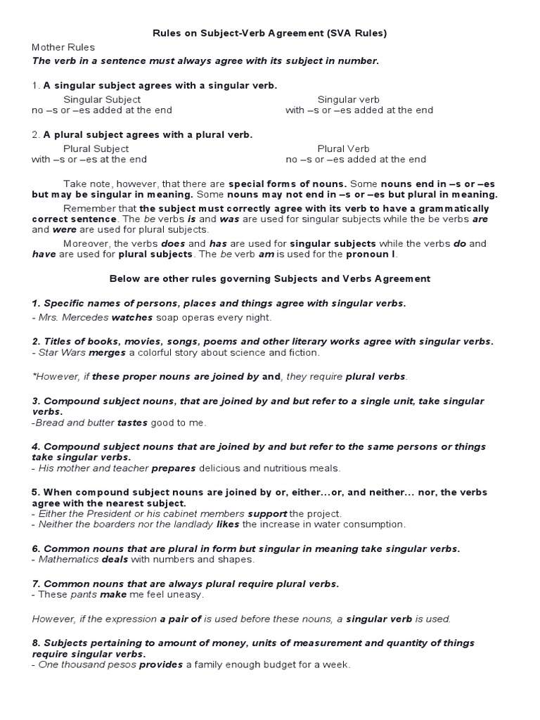 SVA | PDF | Grammatical Number | Plural