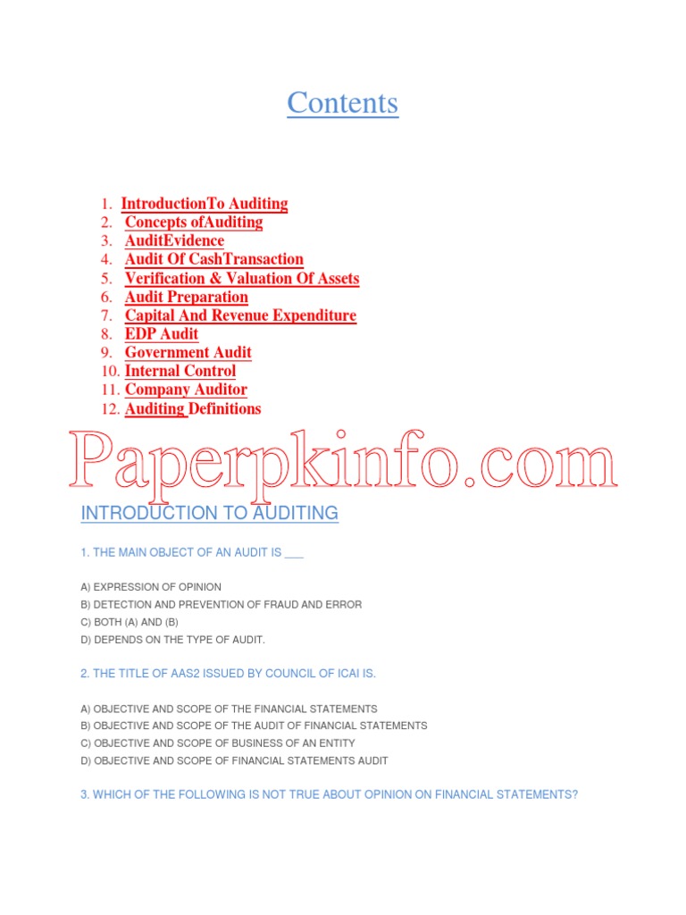 Auditing Mcqs-1-1 | PDF | Audit | Financial Audit