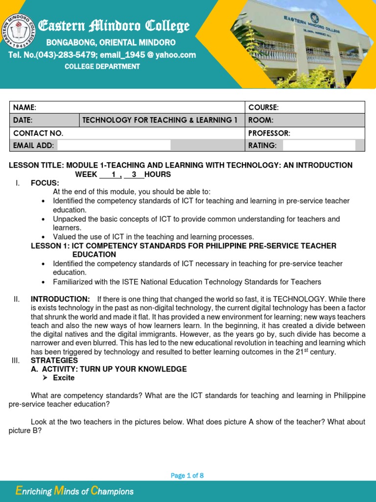 Module 1-Lesson 1 | PDF | Educational Technology | Teaching Method