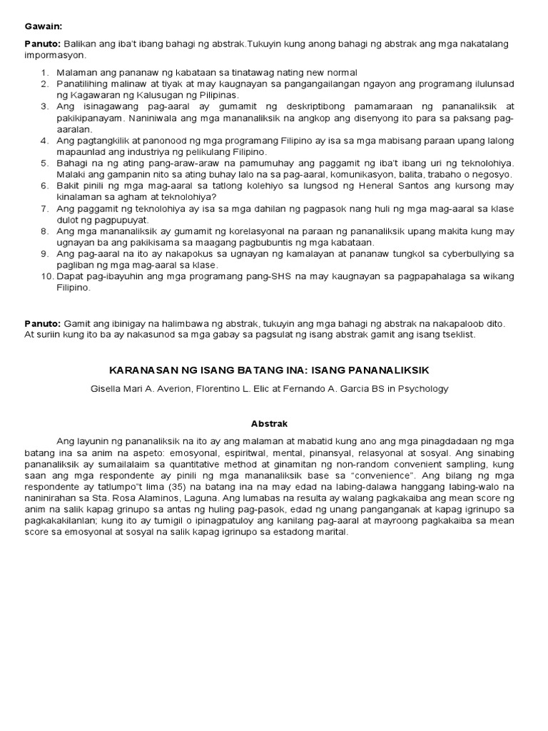 Karanasan NG Isang Batang Ina: Isang Pananaliksik | PDF