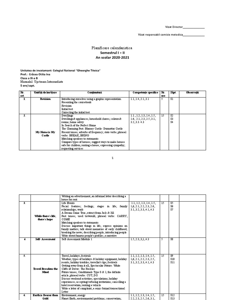Planificare Ix B Bilingv | PDF | Verb | Linguistics
