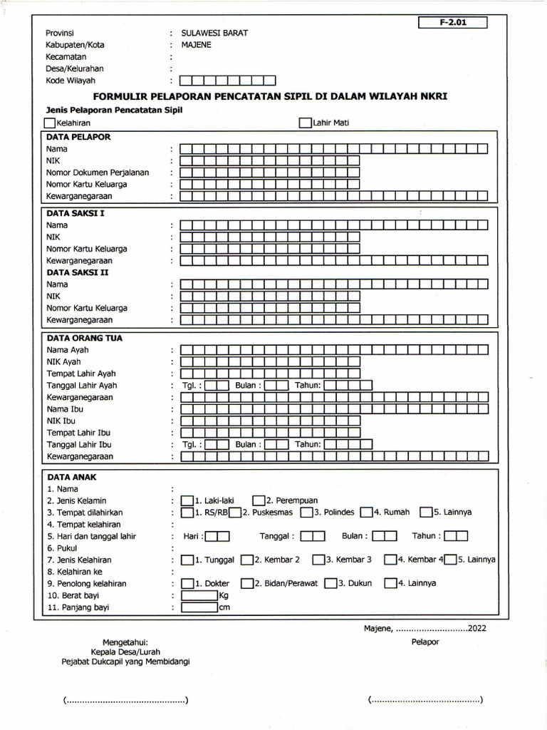 Formulir Kelahiran f.201 | PDF
