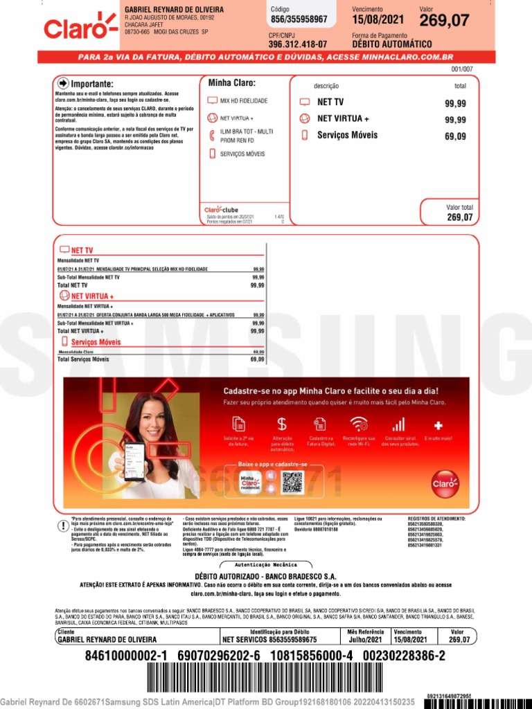 Fatura Claro | PDF