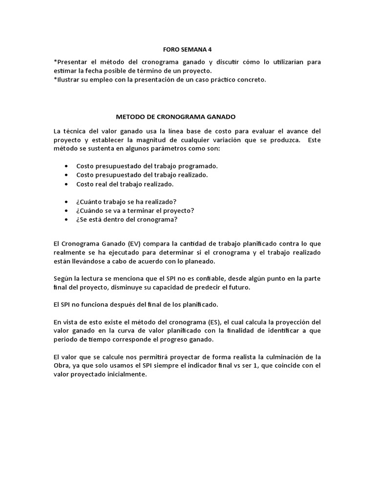 FORO SEM 04 - Cronograma Ganado | PDF