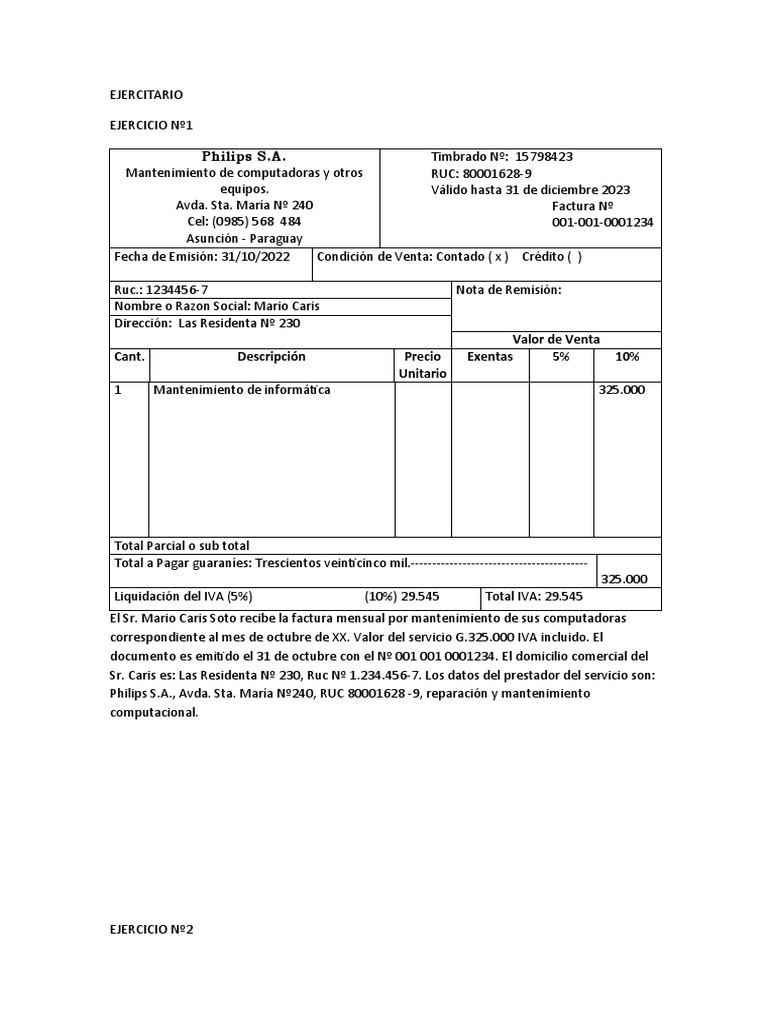 Modelo de Factura | Descargar gratis PDF | Factura | Contabilidad