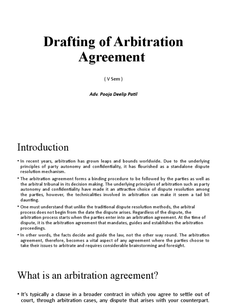 Drafting of Arbritration Agreement | PDF | Arbitration | Lawsuit