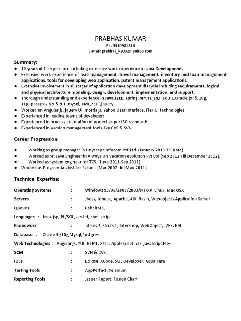 Resume - Prabhas | PDF | Databases | Java Script