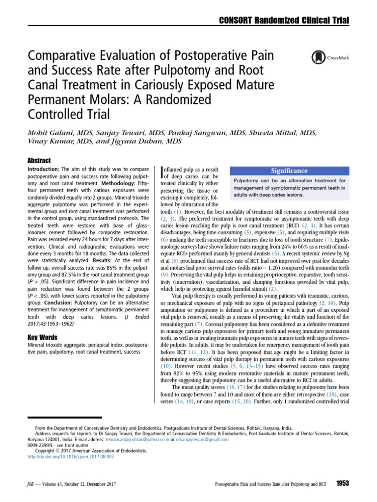 Comparative Evaluation of Postoperative Pain and Success Rate A 2017 ...