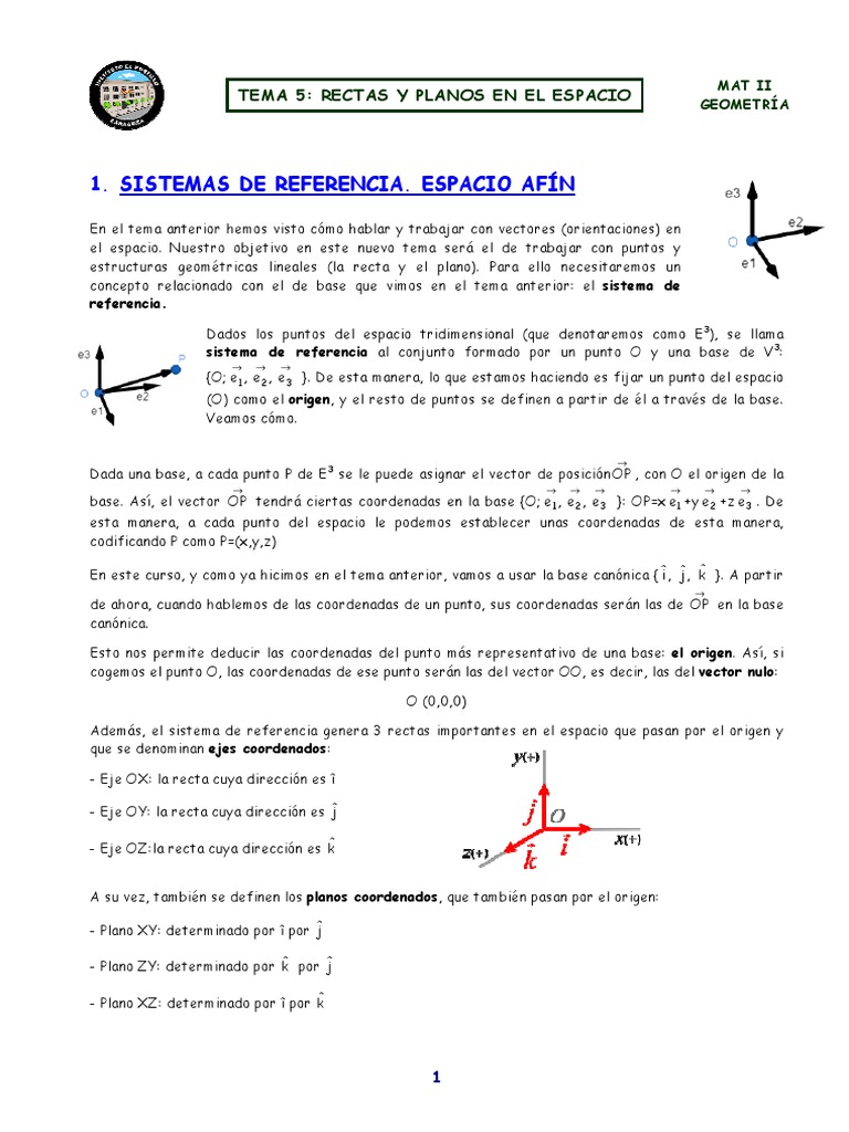 1 Rectas Planos Teoria | PDF | Ecuaciones | Geometria plana)