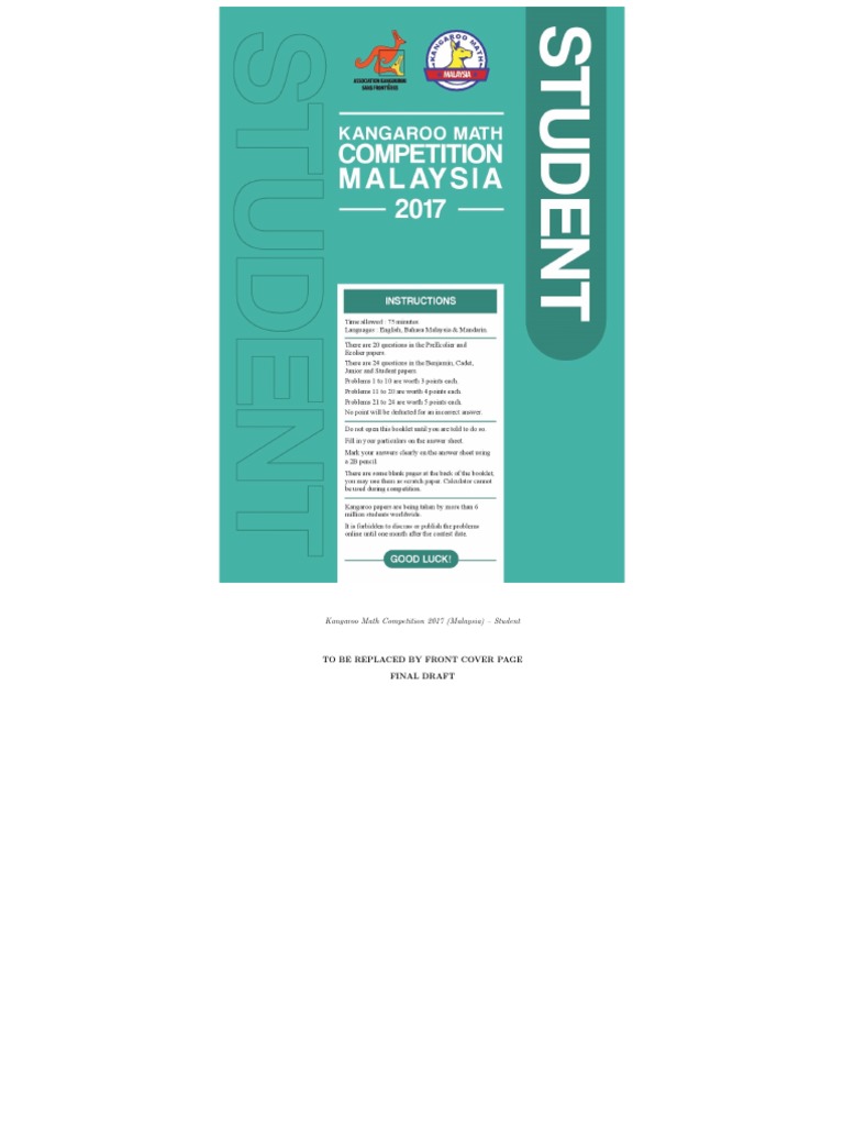 Kangaroo Math 2017 | PDF