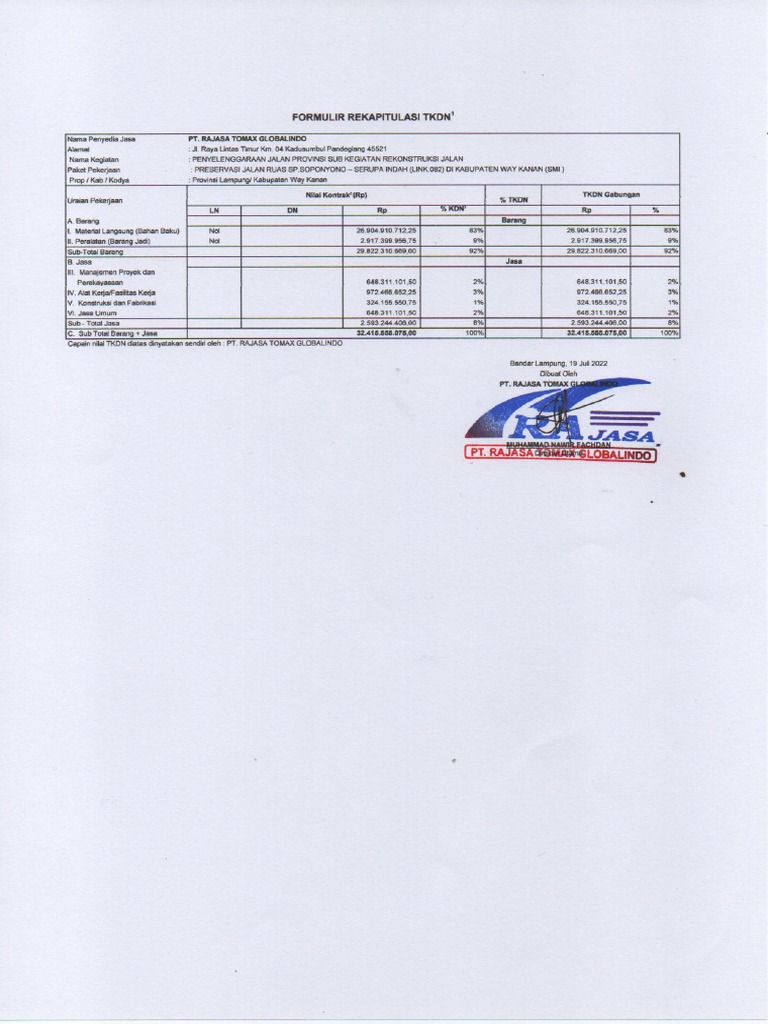 REKAPITULASI TKDN | PDF
